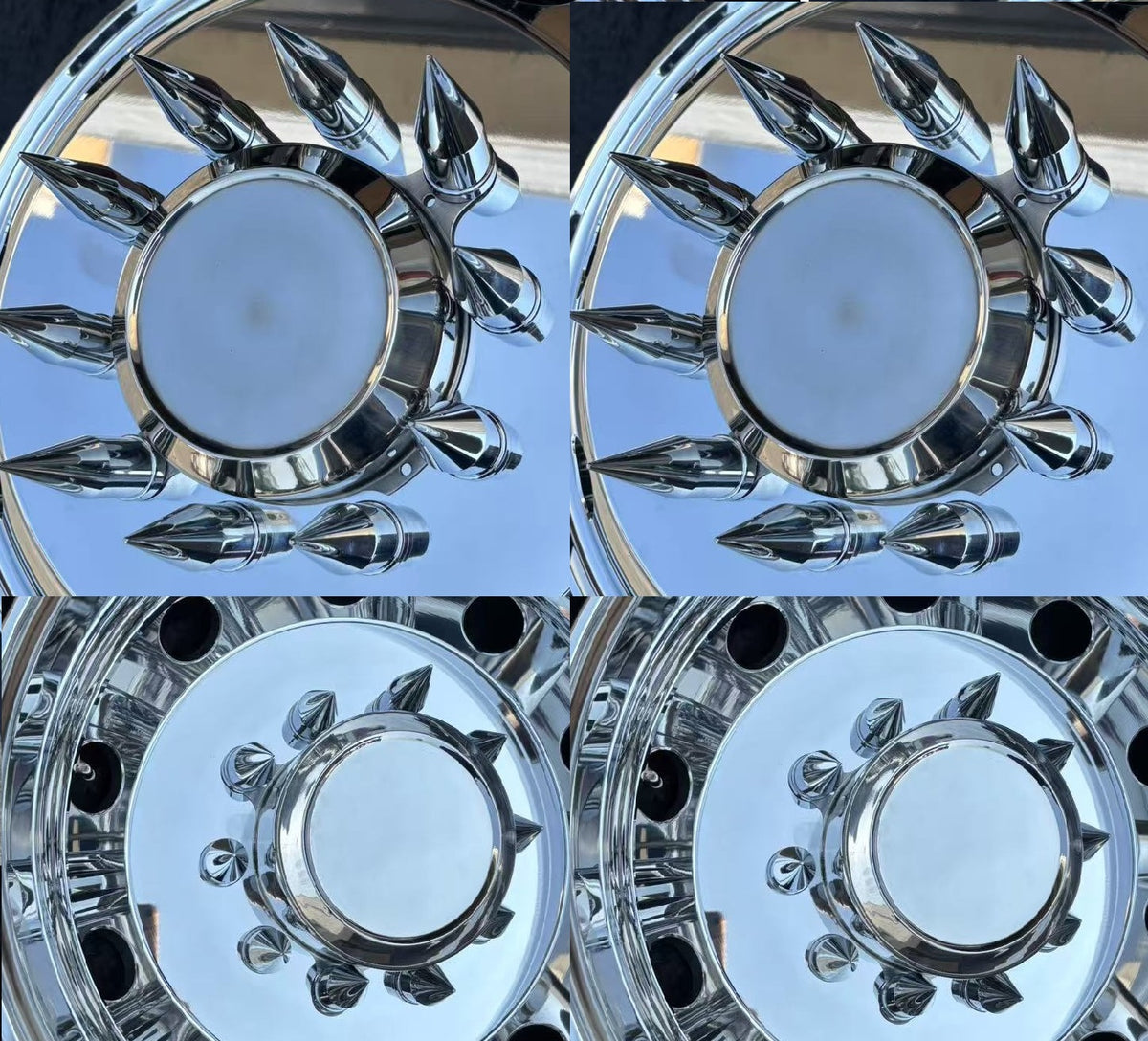 Dually Truck Polished Metal Covers, a Set of 4pcs with Spike or Cylind ...