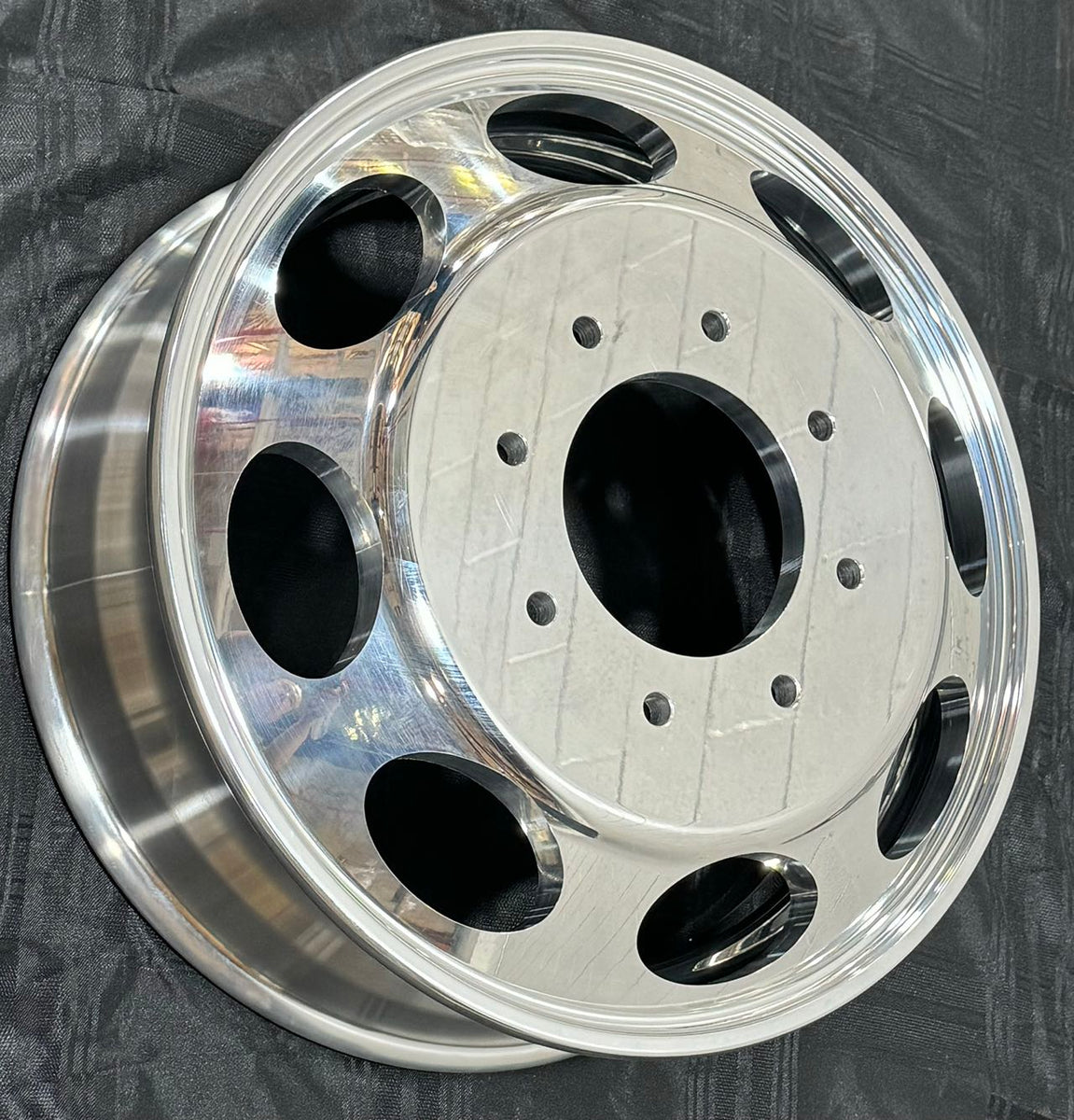 ALUMINUM BLANK WHEEL 19.5x6.00 with 8 handholes Oval 116mm CBD, polish ...