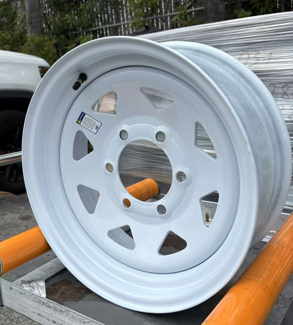 Steel wheel 15X6J 5X4.5inch BCD:4.25inch Offset0 8spoke Load:2860 18.9 ...