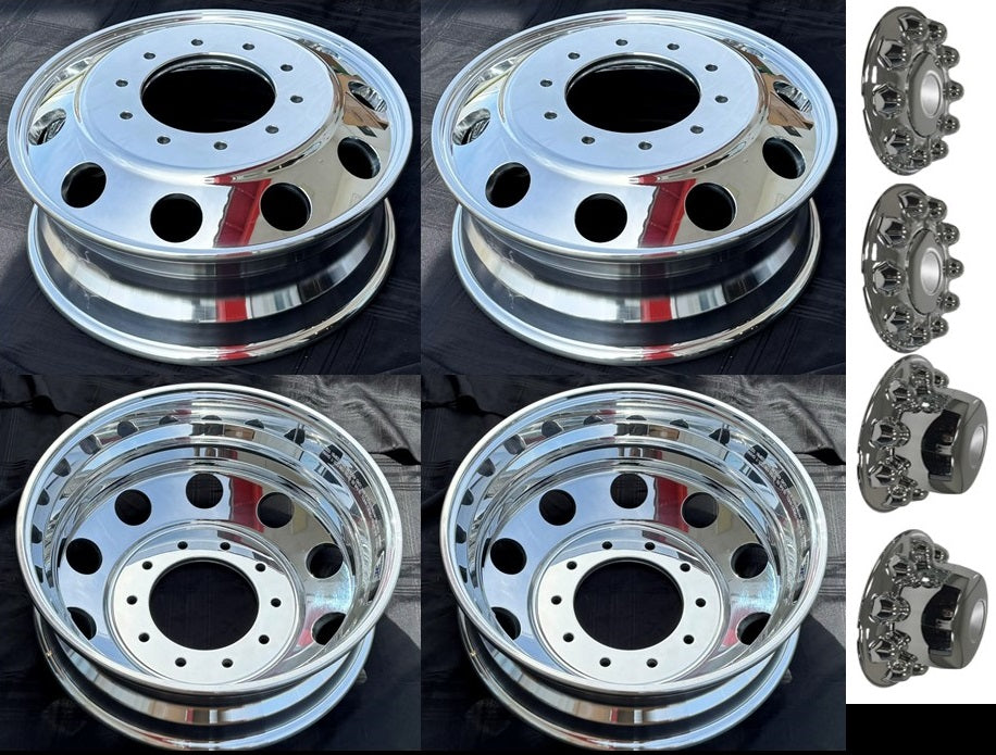 19.5" x 6.00" Aluminum Wheels High Bothside polished Dual 10 x 225mm 2 ...