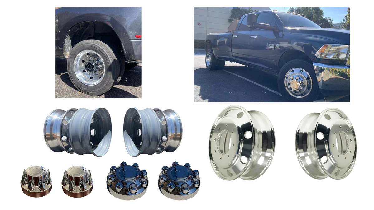 19.5" x6 aluminum wheels extra Polished Dual Wheel Package deal,PCD 8H ...